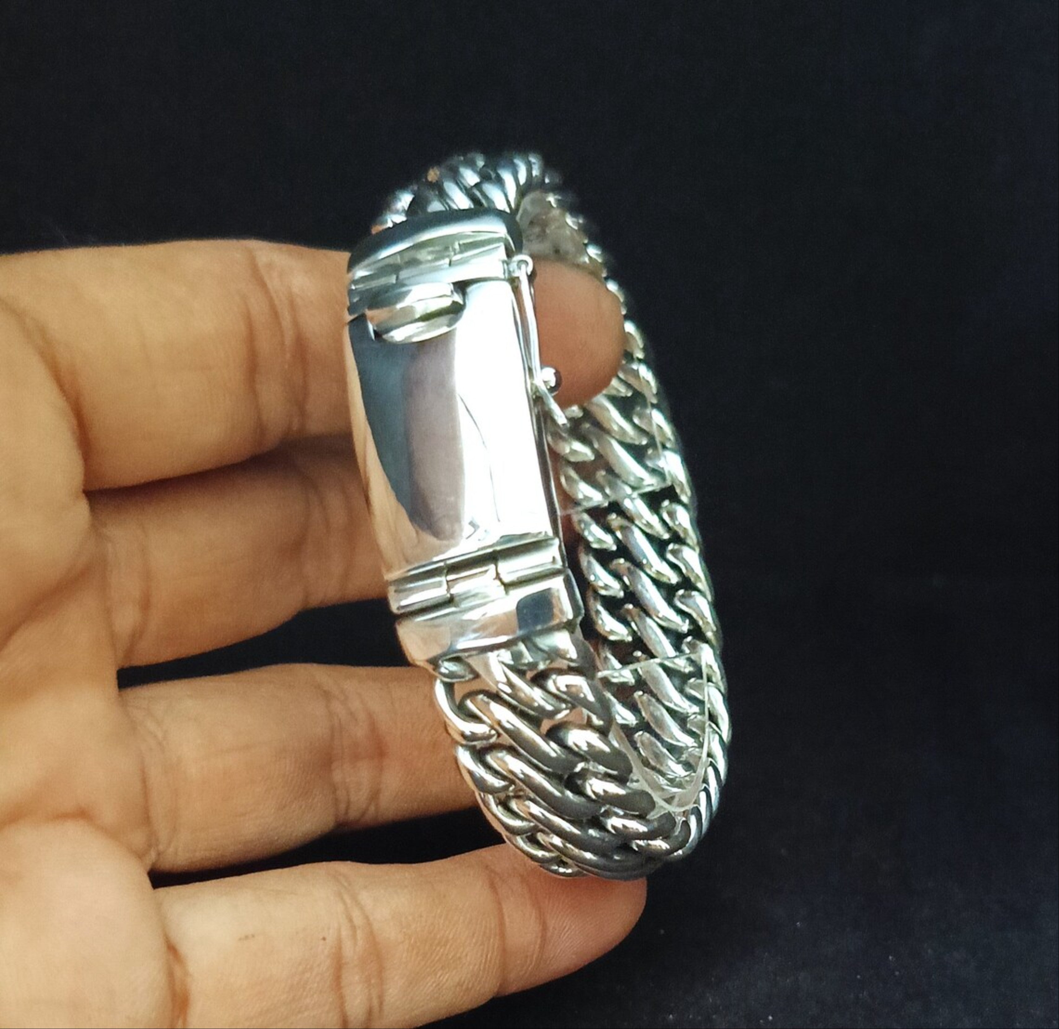 Double Rope Weave, Mens Borobudur Bracelet 925 Solid Sterling Silver ...